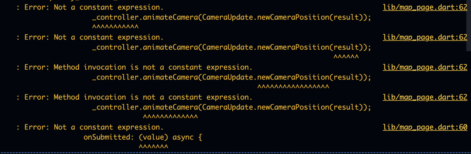 【Flutter】「Error: Method invocation is not a constant expression.」のエラー解決